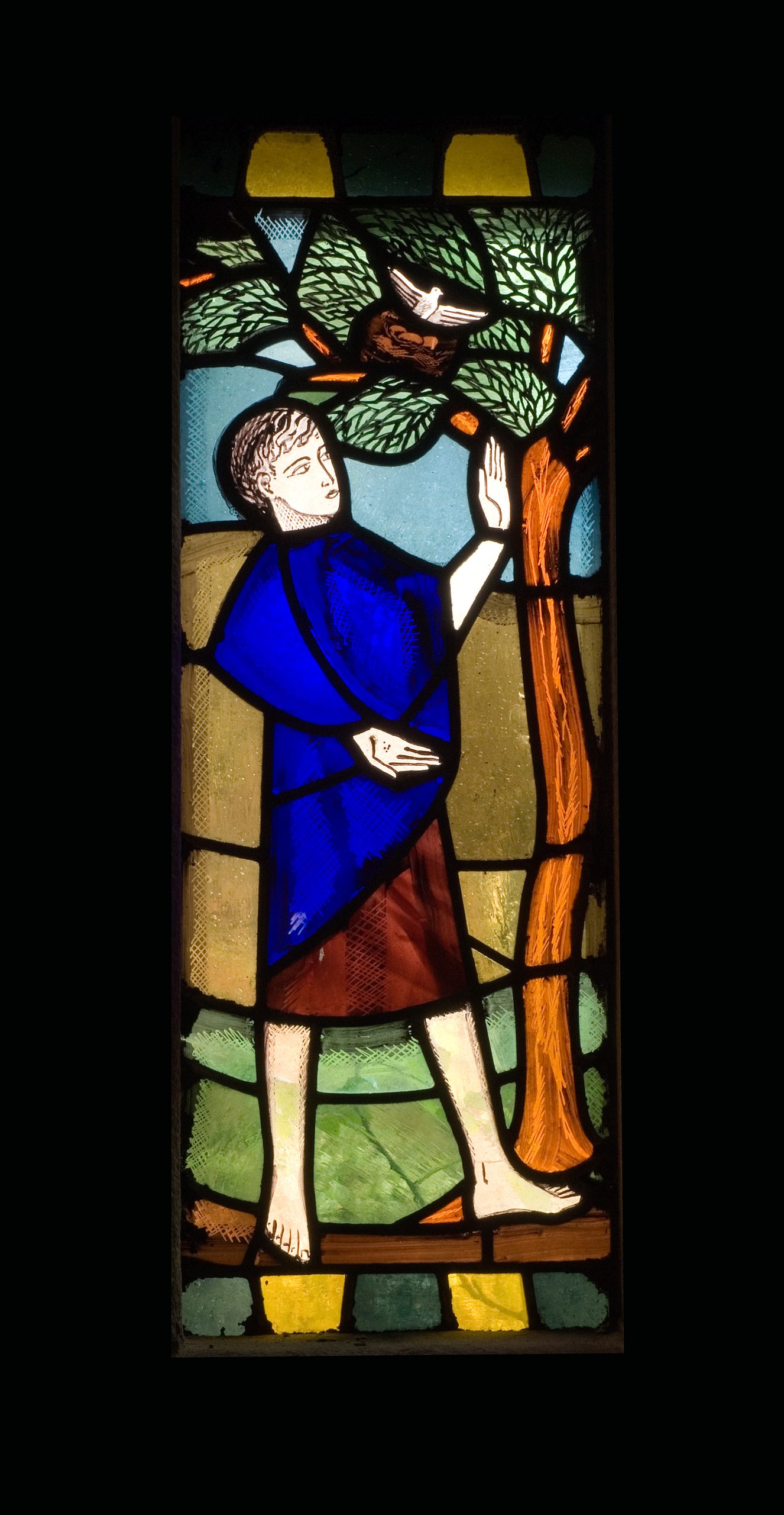 End chapel: stained glass - Scene & Word